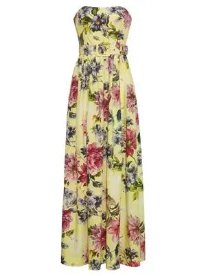 Cara Cara Greenfield Belted Floral-print Gown - Yellow