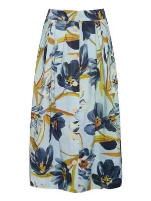 Cara Cara Marge Buttoned Floral-print Midi Skirt - Blue