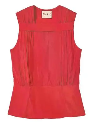 Plan C Pleated Vest Top - Red