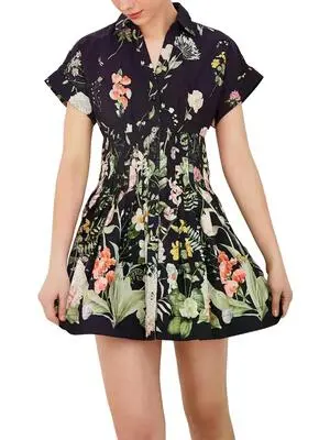 Cara Cara Nash Shirred Floral-print Dress - Blue