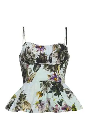 Cara Cara Alba Floral-print Peplum Top - Blue