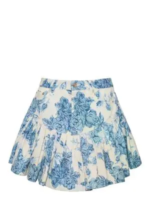 CARA CARA Ohara Floral-print Pleated Mini Skirt