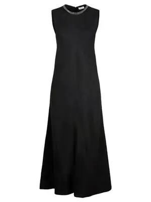 Brunello Cucinelli Beaded-embellished Sleeveless Dress - Black