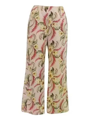 Oscar De La Renta Floral-print Wide-leg Trousers - Neutrals