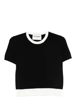 Iceberg Ribbed Trim Top - Black