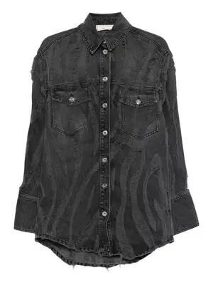 Blumarine Distressed Denim Shirt - Grey
