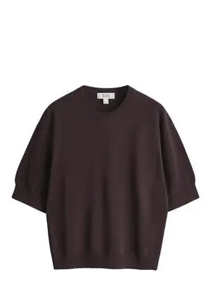 Cos Knitted Cotton T-shirt Brown