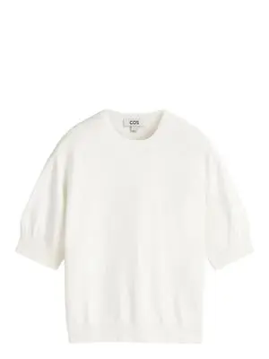 Cos Knitted Cotton T-shirt - White