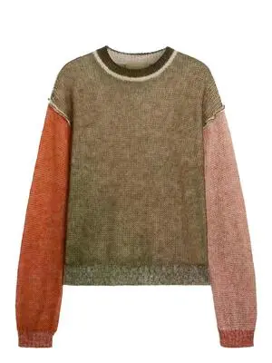 Momoni Alma Colour-Block Ribbed Sweater Green