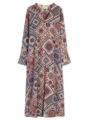 Momoni Printed V-neck Dress - Pink