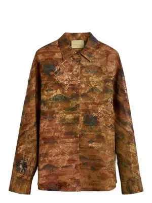 Momoni Jacquard Button Shirt - Brown