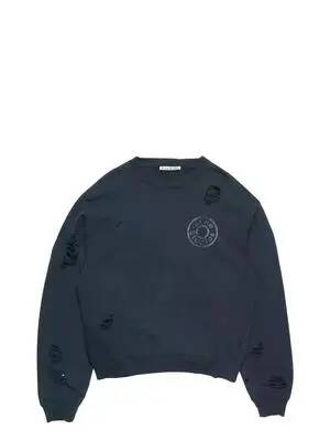 Acne Studios Distressed Logo Print Sweatshirt - Blue