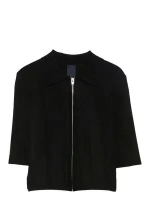 JUUN.J Ribbed Zipped Cardigan - Black