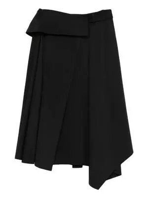 JUUN.J Asymmetric Midi Skirt - Black
