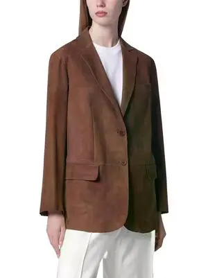SALVATORE SANTORO Buttoned Suede Blazer - Brown
