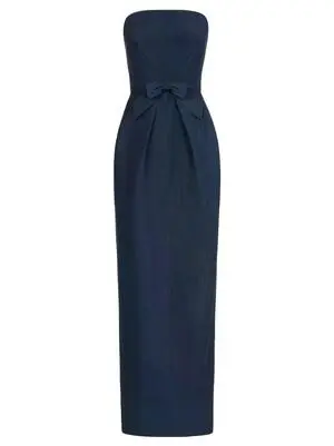 Oscar De La Renta Bow-detailed Column Gown - Blue