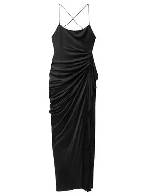 Versace Crossover Strap Ruched Dress - Black