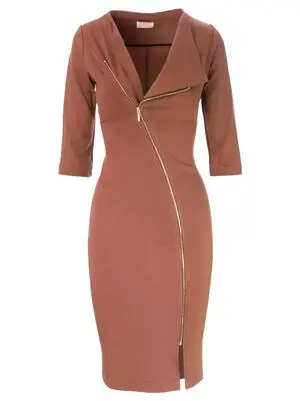 ROSERRY Zip-fastening Midi Dress - Brown