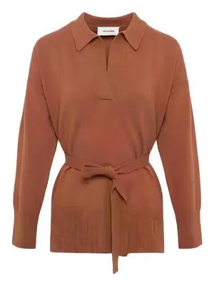 YVES SALOMON V-neck Knitted Top - Brown