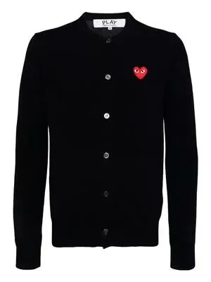 Comme Des Garçons Heart-logo Cardigan - Black