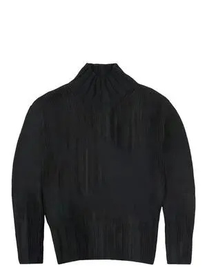 SLOWEAR Ribbed Mock Neck Sweater - Black