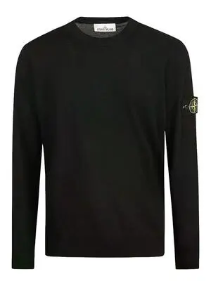 Stone Island Logo-patch Ribbed Sweater - Black