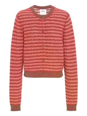 BARRIE Striped Button Cardigan - Red