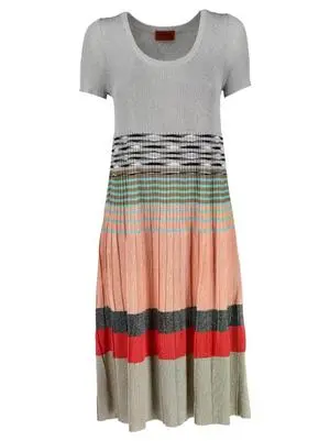 Missoni Pleated Short-sleeved Midi Dress - Grey