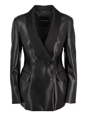 Ermanno Scervino Double-breasted Faux-leather Jacket - Black