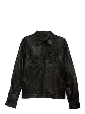 GIORGIO BRATO Leather Collared Jacket - Black