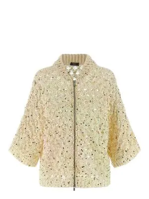 Peserico Sequin-details Cotton Cardigan - Neutrals