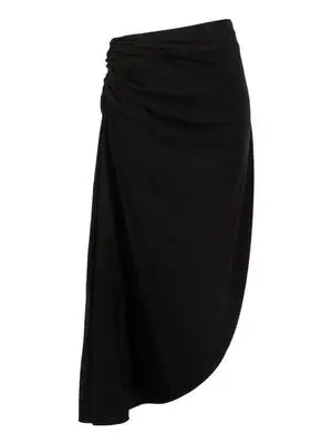 TWINSET Gathered Slit Midi Skirt - Black
