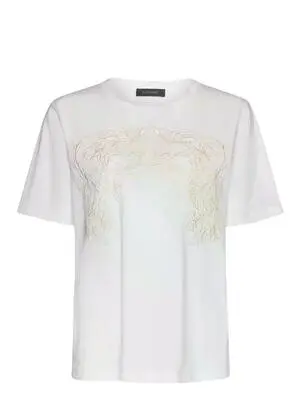 ELENA MIRO` Floral-embroidered T-shirt - White