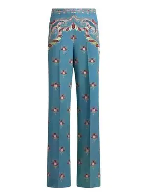 Etro Floral Paisley Print Trousers - Blue