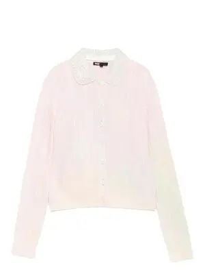 Maje Detachable-collar Cable-knit Cardigan - Pink