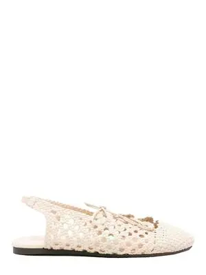 Hereu Woven Lace-up Ballet Flats - Neutrals