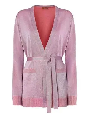 Missoni Patch-Pocket Belted Cardigan Pink