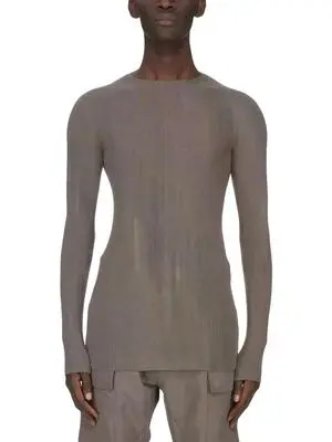 Rick Owens Ribbed Crewneck Sweater Brown