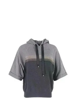 Brunello Cucinelli Short-sleeve Hoodie - Grey