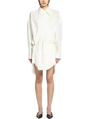 PETAR PETROV Cross-over Mini Shirt Dress - White
