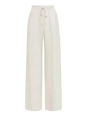 Oscar De La Renta Silk Georgette Drawstring Pant - Neutrals