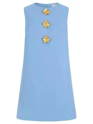 Oscar De La Renta Button-detailed Wool Shift Dress - Blue