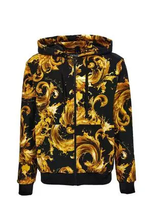 Versace Baroque-print Zip-up Hoodie - Gold