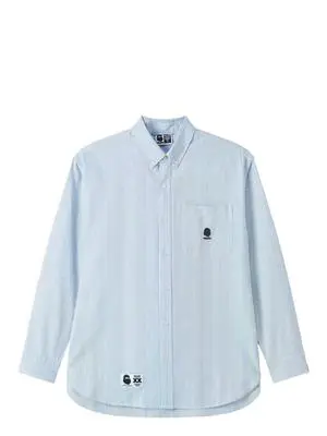 FINGERCROXX Pinstripe Chest-pocket Shirt - Blue