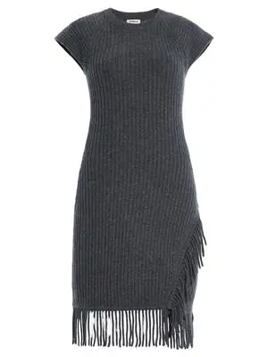 Simkhai Margot Fringe-trimmed Wool-cashmere Mini Dress - Dark Grey