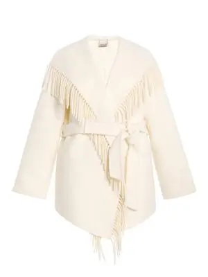 SIMKHAI Rowen Wool-Blend Fringe-Trimmed Jacket
