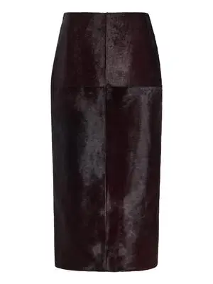 Simkhai Tobiana Leather Midi Skirt - Brown