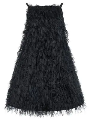 Simkhai Kalla Feather-Embellished Mini Dress Black
