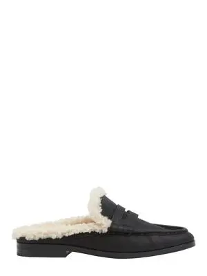 Simkhai Dean Shearling Loafer Mule - Black/white