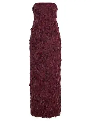 Simkhai Malvina Feather-embellished Midi Dress - Brown